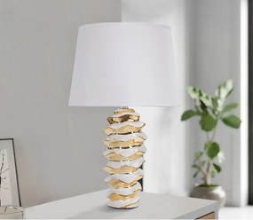 Bílá/ve zlaté barvě keramická stolní lampa s textilním stínidlem (výška 53 cm) Glam Space – Mauro Ferretti