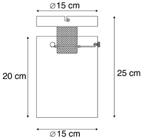 Designové stropní svítidlo černé s kouřovým sklem - Dome