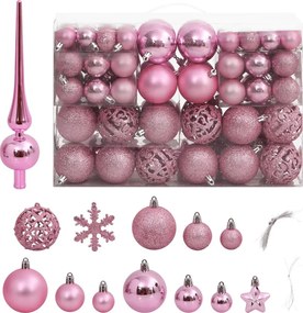 vidaXL 111dílná sada vánočních ozdob polystyren [356109] Barva: Růžová
