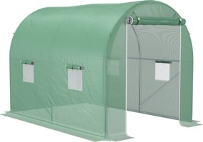 Zelený tunelový skleník Outsunny 6 m² s posuvnými okny a zipovým vchodem