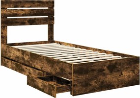 Rám postele s čelo Kouřový dub 75 x 190 cm Inženýrské dřevo 3411542