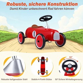 Costway Staré kovové auto pro batolata od 18 měsíců červené, červený
