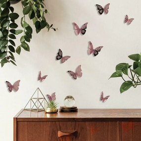 York Wallcoverings 3D samolepky na stěnu MOTÝLI růžoví