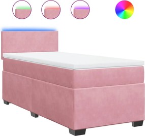 Box spring postel s matrací růžová 90x200 cm samet 3288509