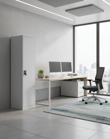 Úzká kovová kancelářská skříň na dokumenty na klíč Tokio Grey