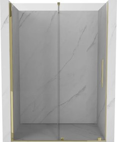 Mexen Velar, posuvné dveře do otvoru 160x200 cm, 8mm čiré sklo, zlatá lesklá, 871-160-000-01-50