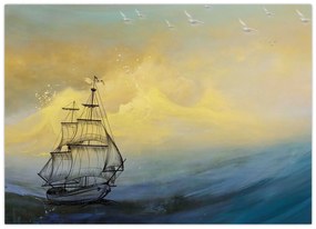 Obraz - Malba loď na moři (70x50 cm)