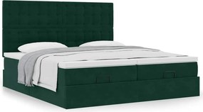 Osmanský rám postele s matrací tmavě zelená 200x200cm samet 3313817
