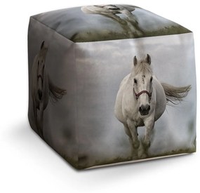 Sablio Taburet Cube Bílý kůň 3: 40x40x40 cm