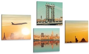 Set obrazů cesta do New Yorku - 4x 40x40 cm