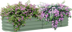 Modulární vyvýšený záhon Outsunny 150x62x30cm, Zinková ocelová nádoba s otevřeným dnem, Zelená | Aosom