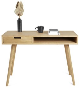 Benlemi Skandinávský psací stůl ze dřeva se zásuvkou LEA 110 cm přírodní Strana: Vpravo, Kvalita dřeva: 1. Dubový masiv třídy A