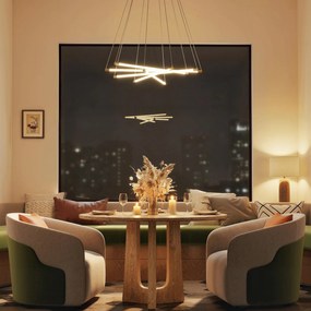 HOMCOM Stropní svítidlo LED, 50 W, 5 nastavitelných světelných trubic, přizpůsobitelné, stropní svítidlo do obývacího pokoje, jídelny, kuchyně, zlatá…