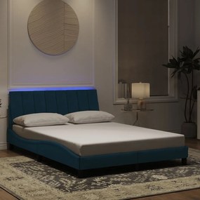 Rám postele s LED osvětlením bez matrace Hanko modrý 120 x 200 cm samet 3213773