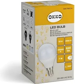 OKKO LED žárovka G45 matná / Žárovka / E14 / 7W / 620 lm / 4000K