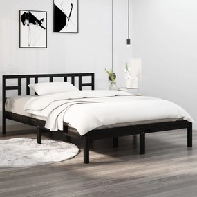 Rám postele černý masivní dřevo 200 x 200 cm 3105429