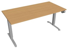 Elektr. nastavitelný stůl 160x80 s pamětí - HOBIS MOTION MS 2M 1600 Dekor stolové desky: buk, Barva kovové podnože: stříbrná