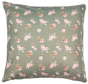 Zeleno-béžový patchwork povlak na polštář s drobnými květy Selma L – 50x50 cm