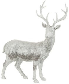 Soška jelena ve stříbrné barvě s patinou S - 50*19,5*54,5 cm