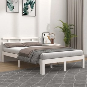 Rám postele bílý masivní dřevo 160 x 200 cm - Default Title