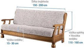 Bielastické potahy VITTORIA smetanová trojkřeslo s dřevěnými rukojeťmi (š. 150 - 200 cm)