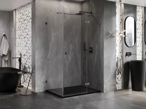 Mexen Lunar T, sklápěcí sprchový kout pravý 135 x 70 cm, 8mm čiré sklo, profil grafit broušený, 834T-135-070-66-00-P