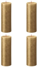 Bolsius Rustikální válcová svíčka Shimmer 4 ks 190 x 68 mm zlatá - Default Title