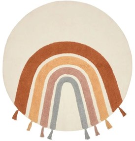 OnaDnes -20% Béžový bavlněný koberec Kave Home Tadea s duhovým motivem 100 cm