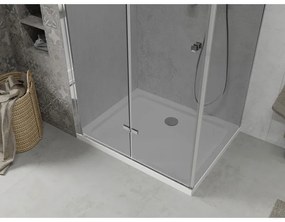 Mexen Lima, sprchový kout se skládacími dveřmi 70 (dveře) x 80 (stěna) cm, 6mm šedé sklo, chromový profil + slim sprchová vanička bílá + chromový sifon, 856-070-080-01-40-4010