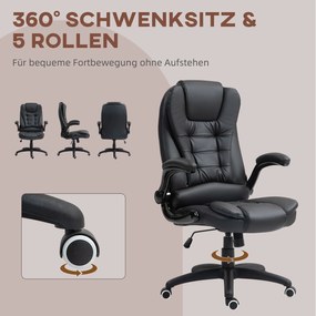 HOMCOM Kancelářská židle HOMCOM, ergonomická manažerská židle s houpací funkcí, sklopné područky, výškově nastavitelná kancelářská židle s otočnou fu…