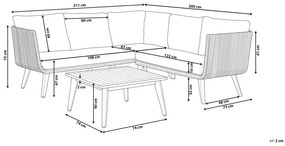 5místná rohová sedací souprava z akáciového dřeva šedá ALCAMO Beliani