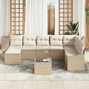 Set pohovek 9 ks Béžová polyratan 3346851