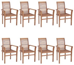 Jídelní židle 8 ks krémově bílé podušky masivní teak - Default Title