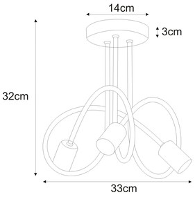 KEJO Přisazený bodový lustr do dětského pokoje MALVA, 3xE27, 60W, růžové K-4518