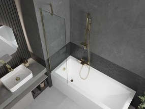 Mexen Next, vanová zástěna 1-křídlová 50 x 150 cm, fixní křídlo, 6 mm čiré sklo, zlatý profil, 895-050-000-00-00-50
