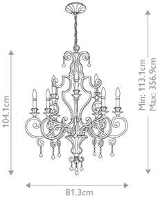 Quoizel QZ-MARQUETTE9 - Lustr na řetězu MARQUETTE 9xE14/60W/230V
