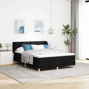 Postel s boxspringem s čelo Černá 140 x 190 cm textil 3340271