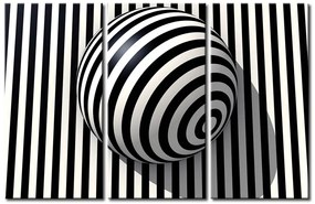 Obraz Půl v žertu, půl vážně (3-dílný) - černobílá abstrakce s koulí
