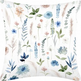 Perkálový bavlněný povlak na polštář Boho zahrada - modrý Velikost: atypický 50 x 70