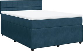 Box spring postel s matrací modrá 140 x 200 cm samet 3290062