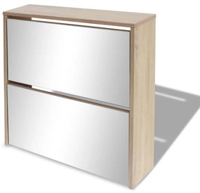 Botník Sinclair - dvoupatrový - zrcadlový - dub |  63x17x67 cm