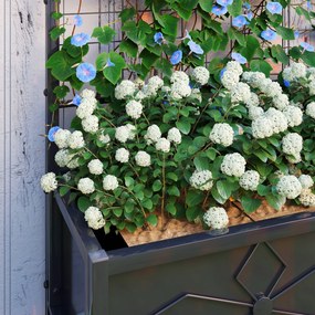 Zvýšený květináč s trellis Outsunny, zahradní vyvýšený záhon, venkovní květinová krabice - diamantový vzor, odtokové otvory, pozinkovaná ocel pro bal…