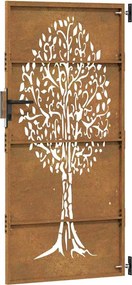 Zahradní branka 85 x 175 cm z cortenové oceli, design stromu 153212