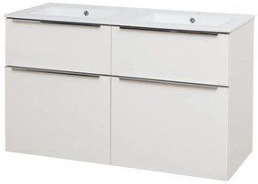 Mereo Mereo, Mailo, koupelnová skříňka s keramickým umyvadlem 121 cm, bílá, dub, antracit, CN513