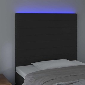 Čelo postele s LED černé 100x5x118/128 cm samet 3122608