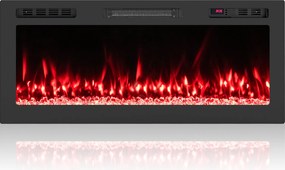 Costway 42" elektrický krb s vytápěním 750 W/1500 W vestavný krb s dálkovým