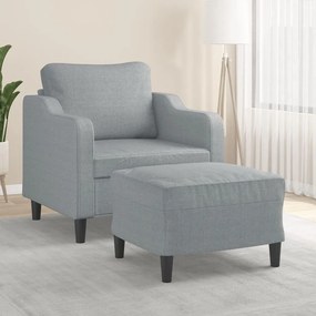 Křeslo s podnožkou světle šedé 60 cm textil 3201127