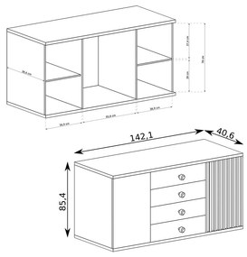 CALI | komoda C-4 + NOHY | 142 cm | artisan