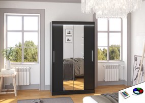 ADRK Furniture Posuvná skříň se zrcadlem a LED osvětlením SANTOS 120 ADRK-SW-SAN-B-120+L
