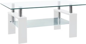 Konferenční stolek bílý a průhledný 95x55x40 cm tvrzené sklo 330304